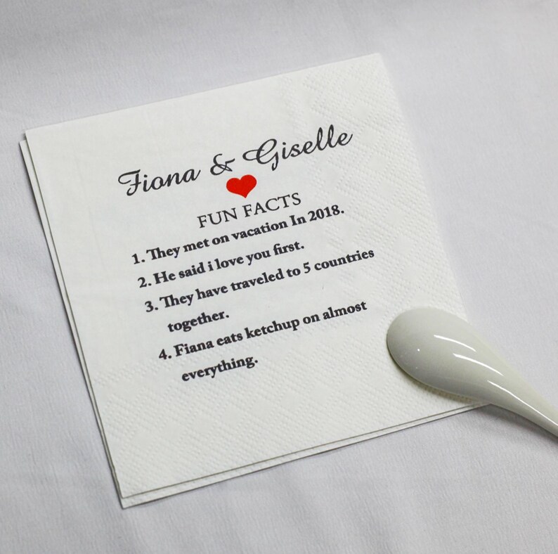 Fun Facts Personalized Wedding Napkins,custom Wedding Cocktail Napkins ...