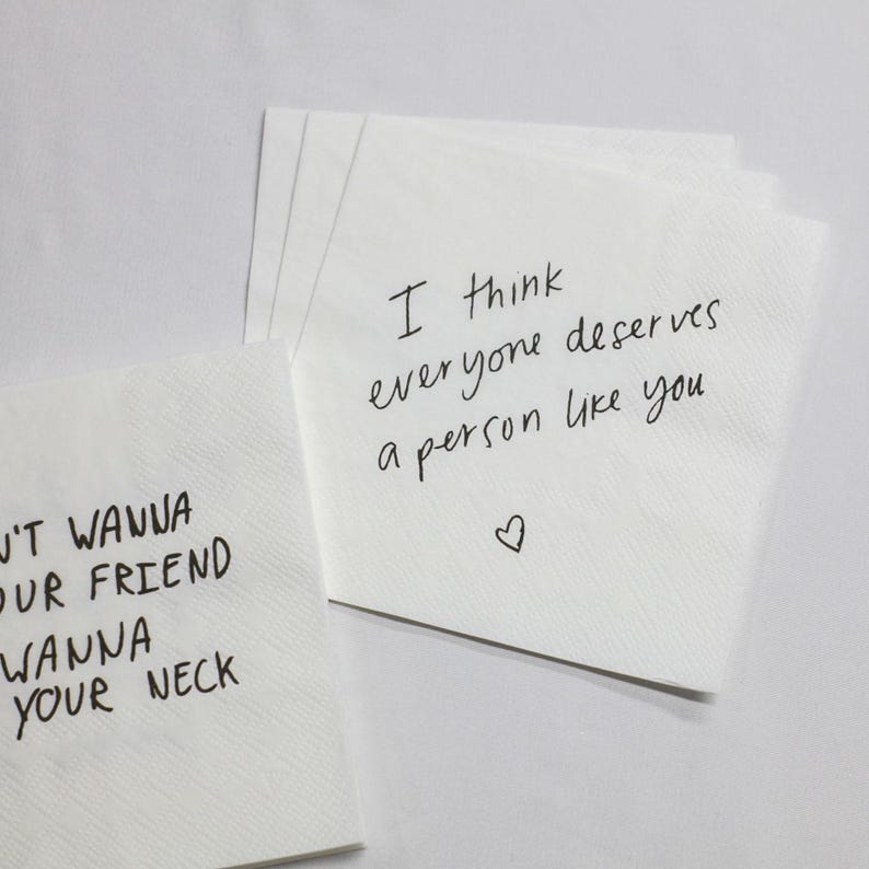 Custom Love Hand Drawn Napkins,personalized Handwriting Note Paper ...