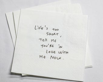 Custom Love Note Handwriting Napkins,custom Love Note Paper Napkins ...