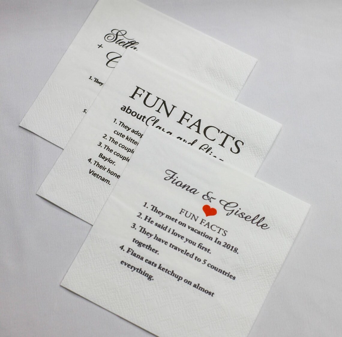 Fun Facts Personalized Wedding Napkins,custom Wedding Cocktail Napkins ...