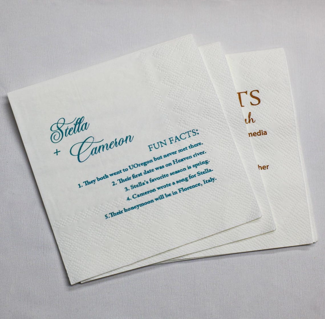Fun Facts Personalized Wedding Napkins,custom Wedding Cocktail Napkins ...