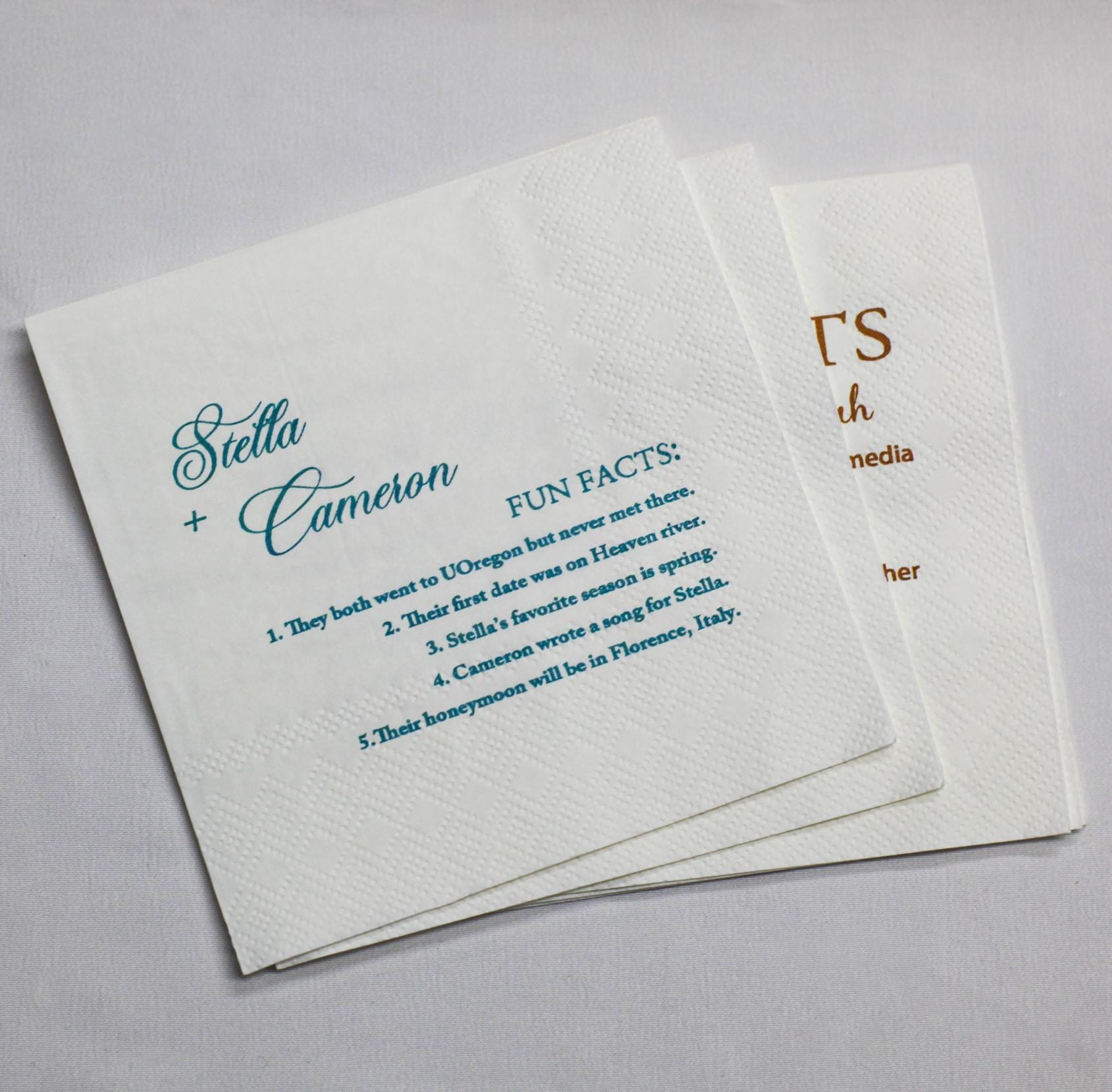 Fun Facts Personalized Wedding Napkins,custom Wedding Cocktail Napkins ...