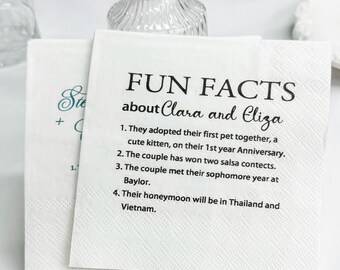 Fun Facts Personalized Wedding Napkins,custom Wedding Cocktail Napkins ...