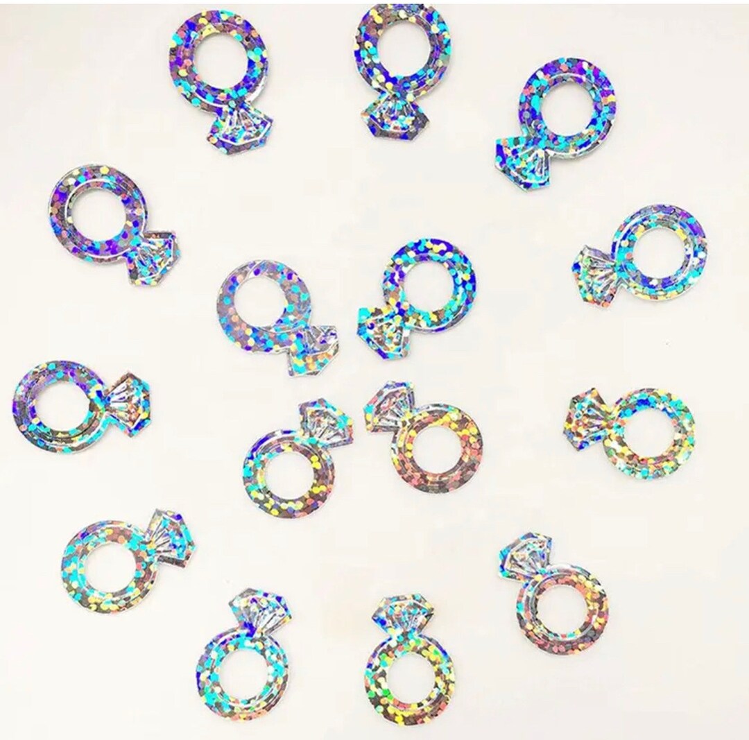 Diamond Ring Confetti Holographic, Bridal Shower Confetti, Engagement ...