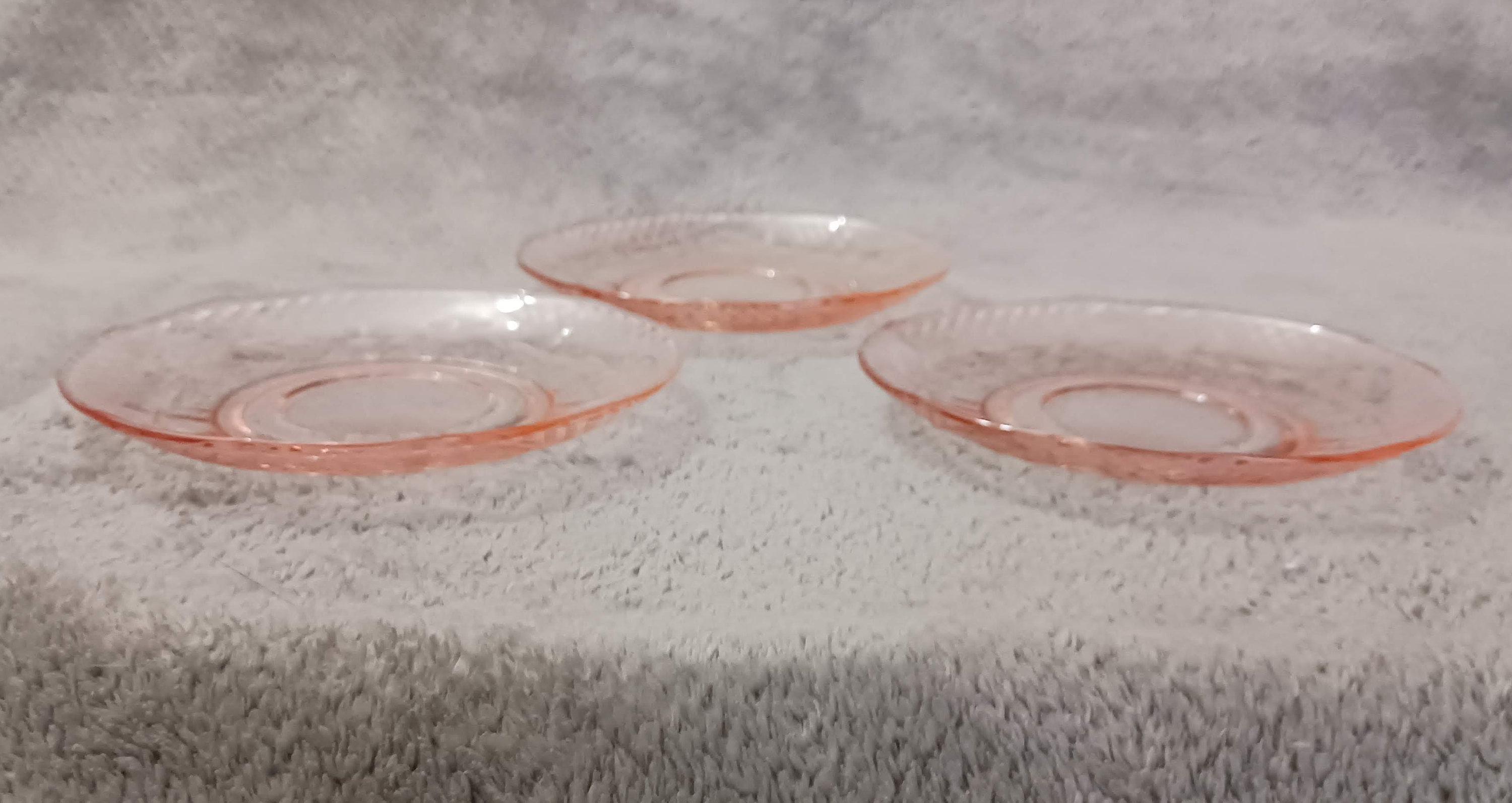 Pink Depression Glass With Etched Pattern on Underside, Set of 3 - Etsy