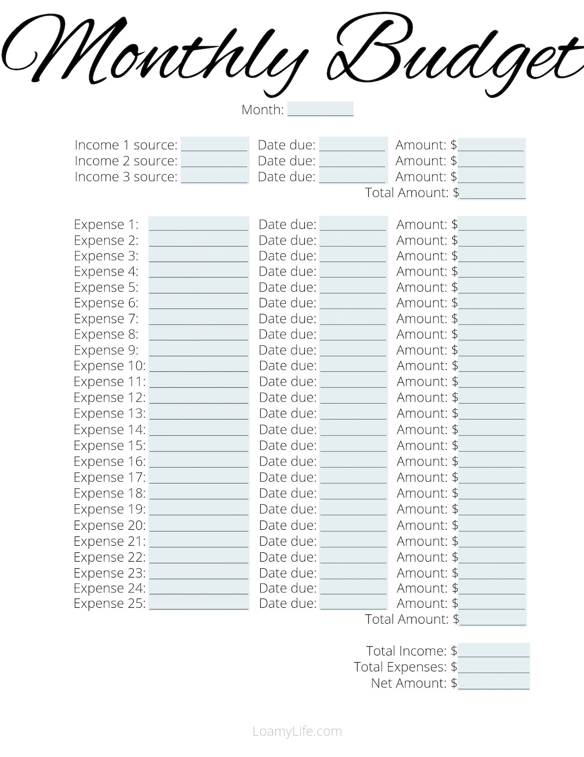 Printable Monthly Budget Budget Planner Budget Tracker - Etsy
