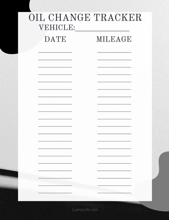 Oil Change Tracker Printable - Etsy