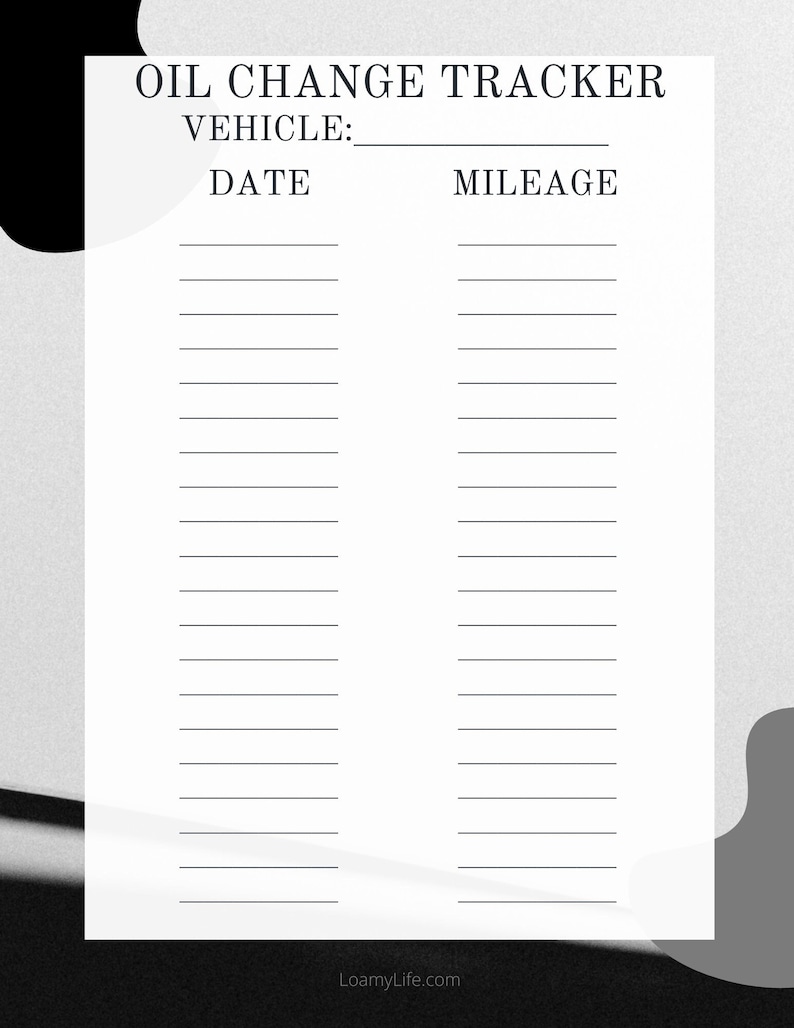 Oil Change Tracker Printable - Etsy