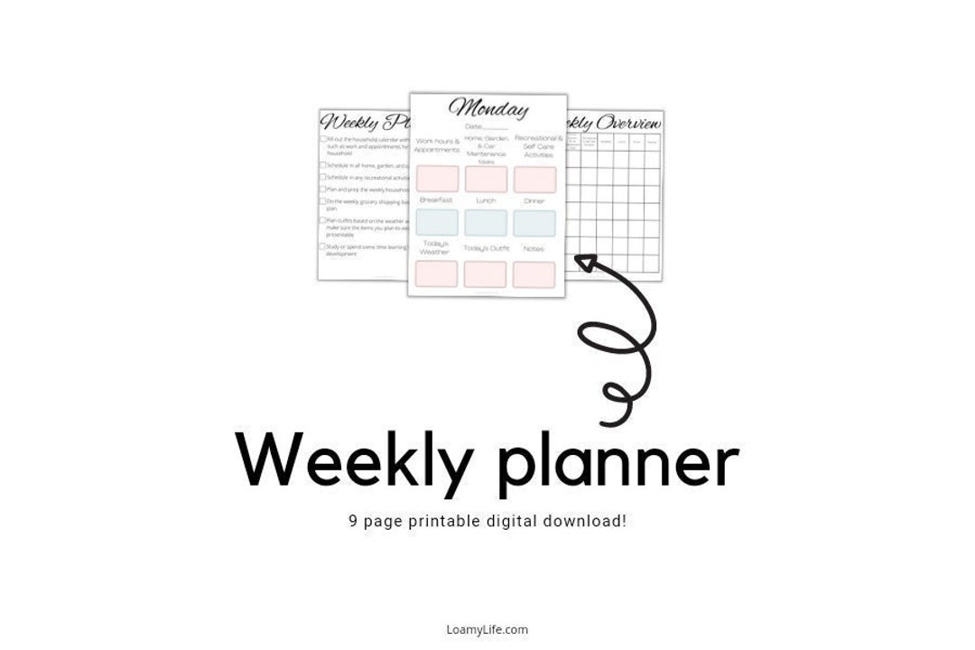 Weekly Planner, 9 Page Printable Digital Download, Resolution - Etsy