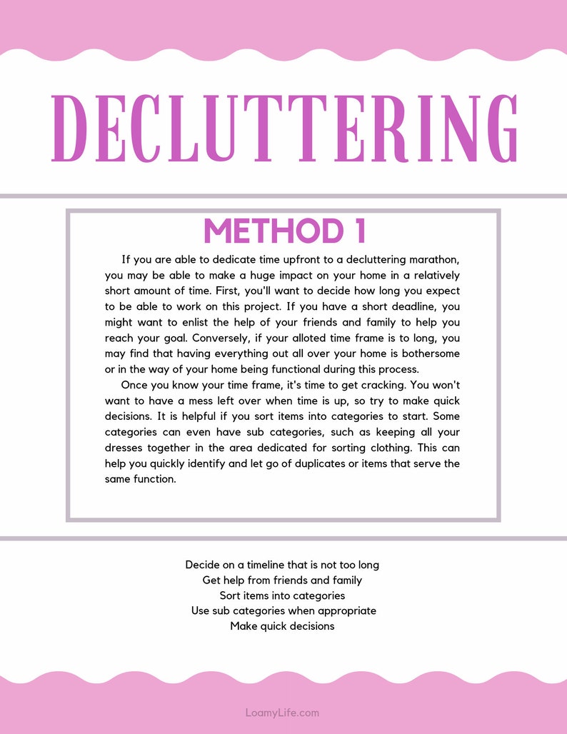 Decluttering Guide, 20 Page Printable, Pdf Format, Digital Download ...