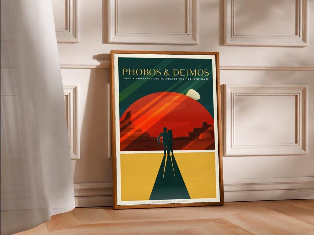 Spacex Phobos Deimos Vintage Mars Space Poster Retro Scifi Art Print ...