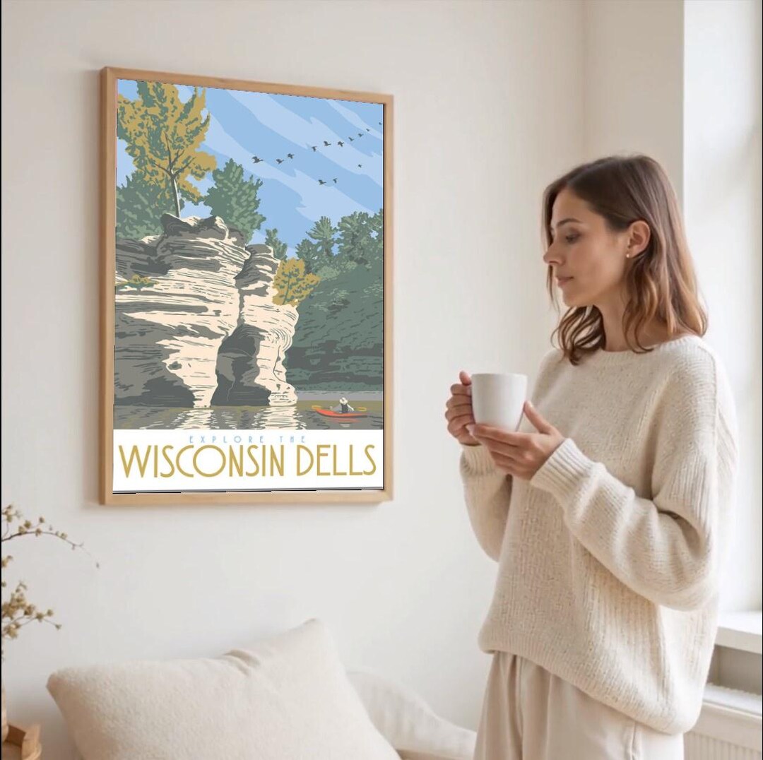 Explore the Wisconsin Dells Poster Vintage Travel Print Scenic Wall Art ...