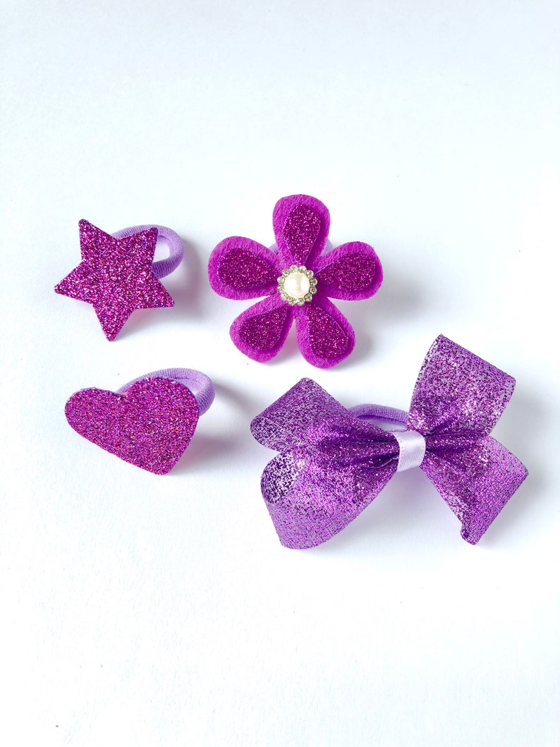 Purple Hair Bow Set Purple Princess Glitter Sparkly Hair Clip Bundle ...