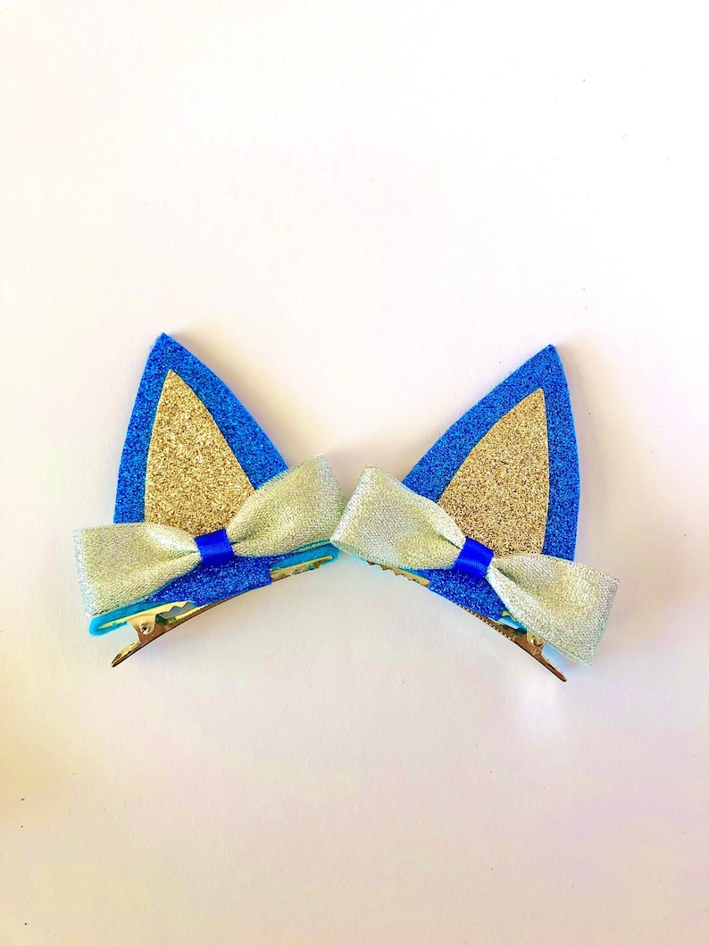 Blue Dog Bluey Hair Clip Set Blue Dog Ears Pigtail Bow Set - Etsy