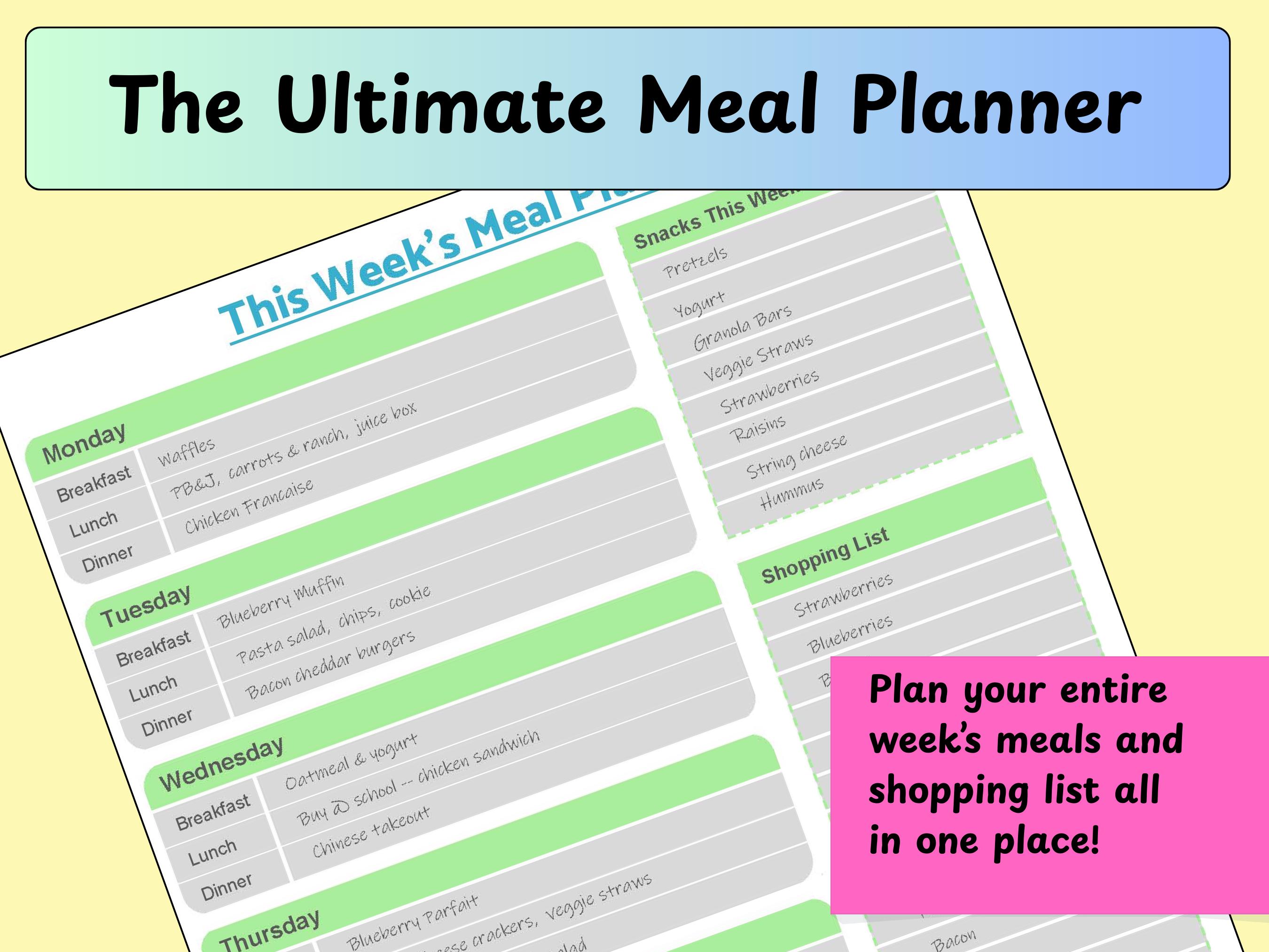 Weekly Meal Planner - Digital Download - Etsy
