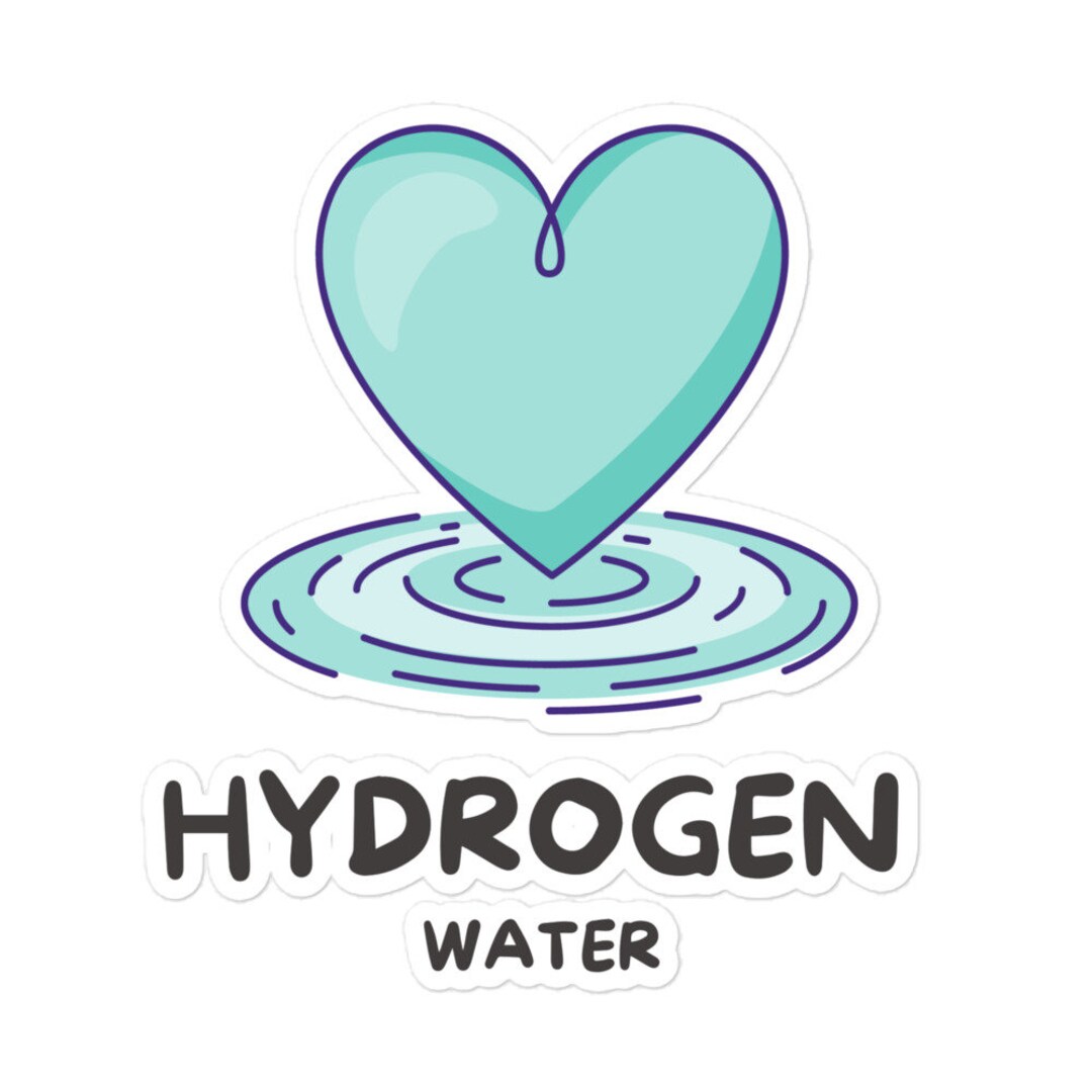 Hydrogen Water Heart Vinyl Sticker: Bubble-free Hydration - Etsy