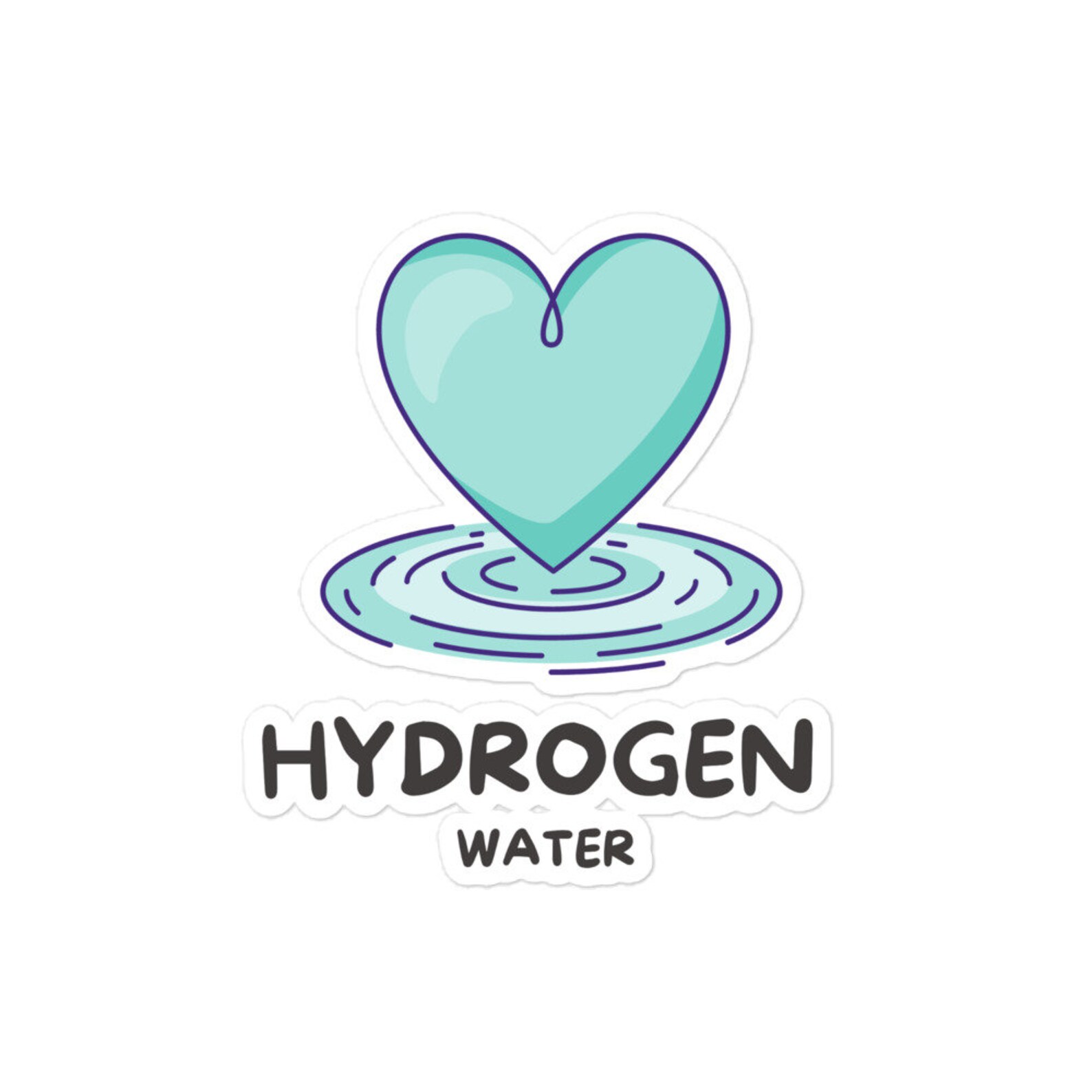 Hydrogen Water Heart Vinyl Sticker: Bubble-free Hydration - Etsy