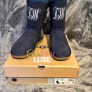 Bling Ugg Boots With Rhinestone Bow, Crystal Bailey Bow Ugg Boots ...