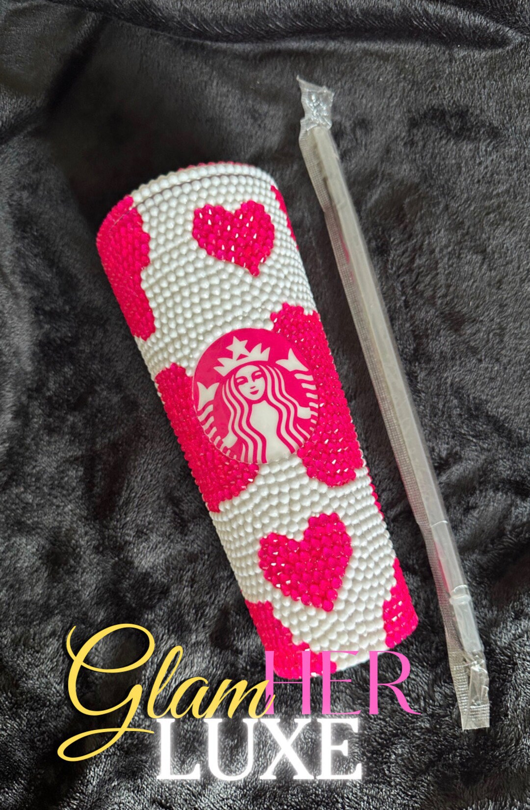 White & Pink Cow Print Rhinestone Tumbler Cup, Custom Bling Starbucks ...