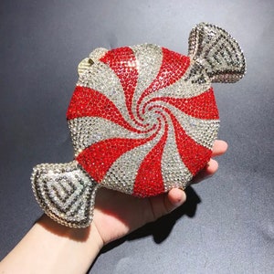 Crystal Peppermint Crossbody Purse, Dazzling Rhinestone Hard Candy ...