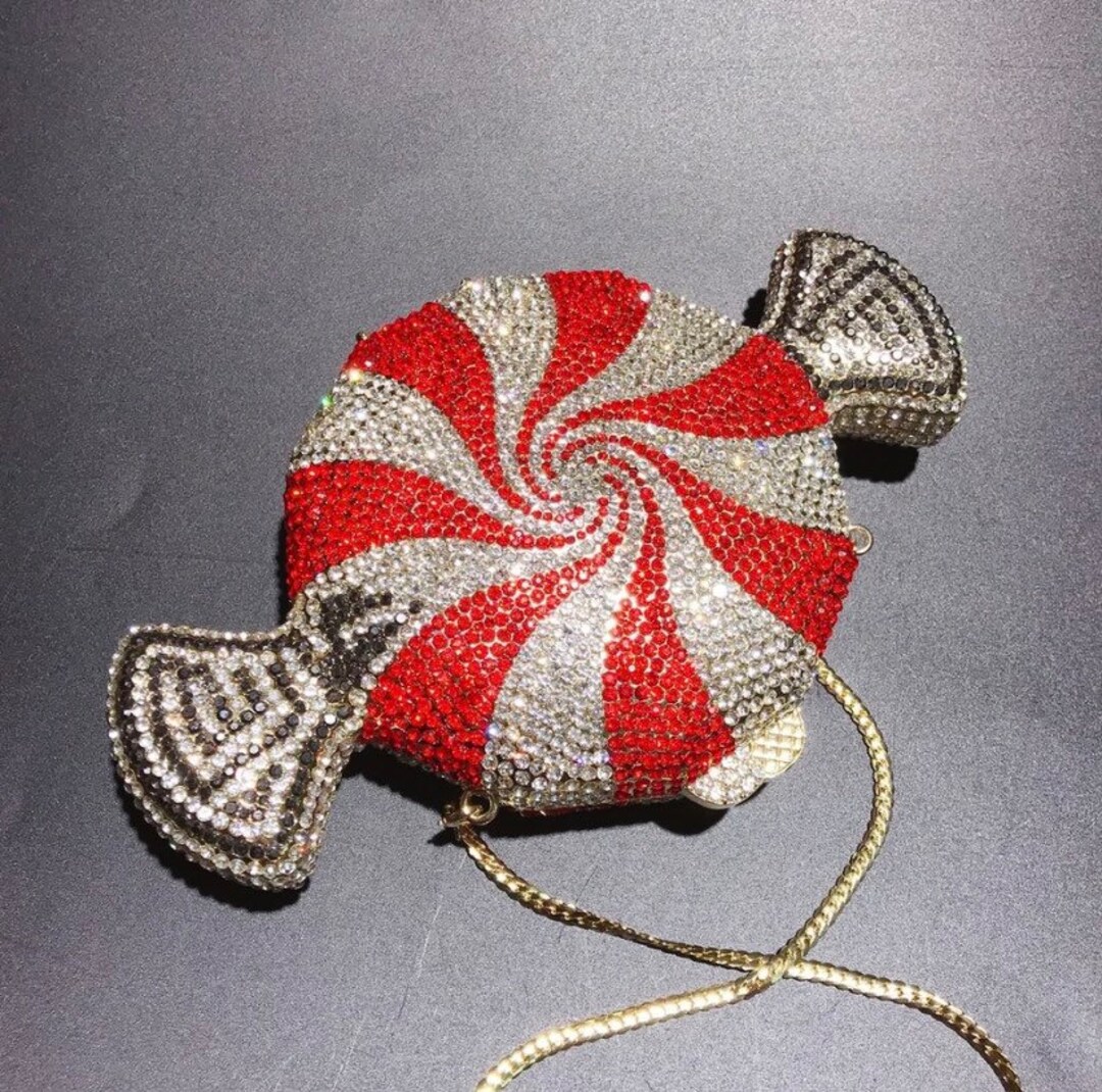 Crystal Peppermint Crossbody Purse, Dazzling Rhinestone Hard Candy ...