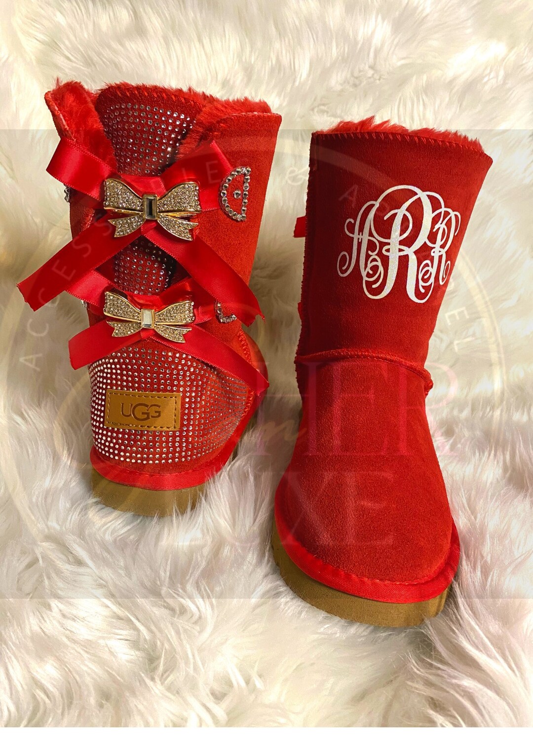 Bling Ugg Boots With Rhinestone Bow Crystal Bailey Bow Ugg - Etsy