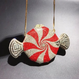 Crystal Peppermint Crossbody Purse, Dazzling Rhinestone Hard Candy ...