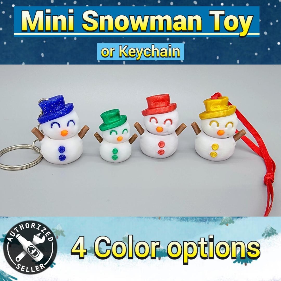 Mini Snowman Toy, Keychain or Ornament | 3D Printed | Fidget | Toy - Etsy