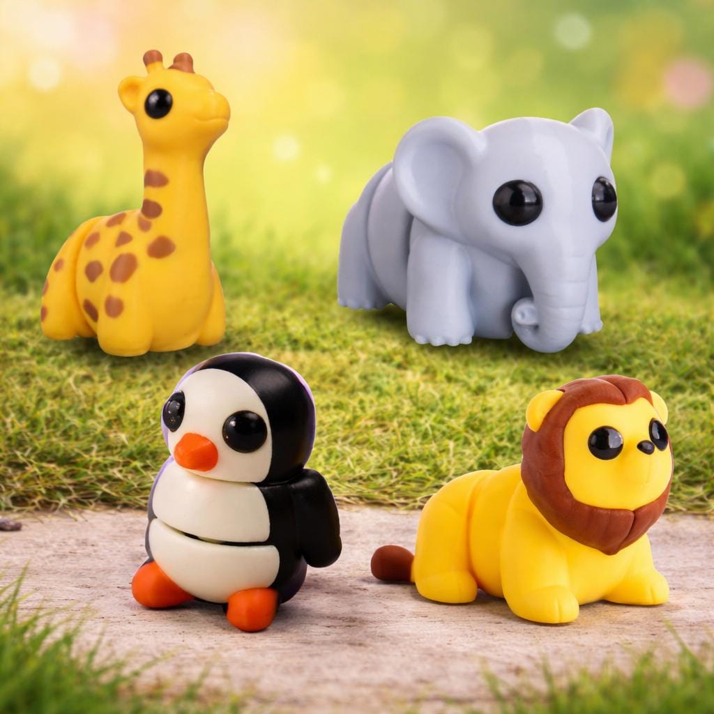 Mini Zoo Animals Fidget Toy | Keychain | Earrings | Flexi Animal Stim ...