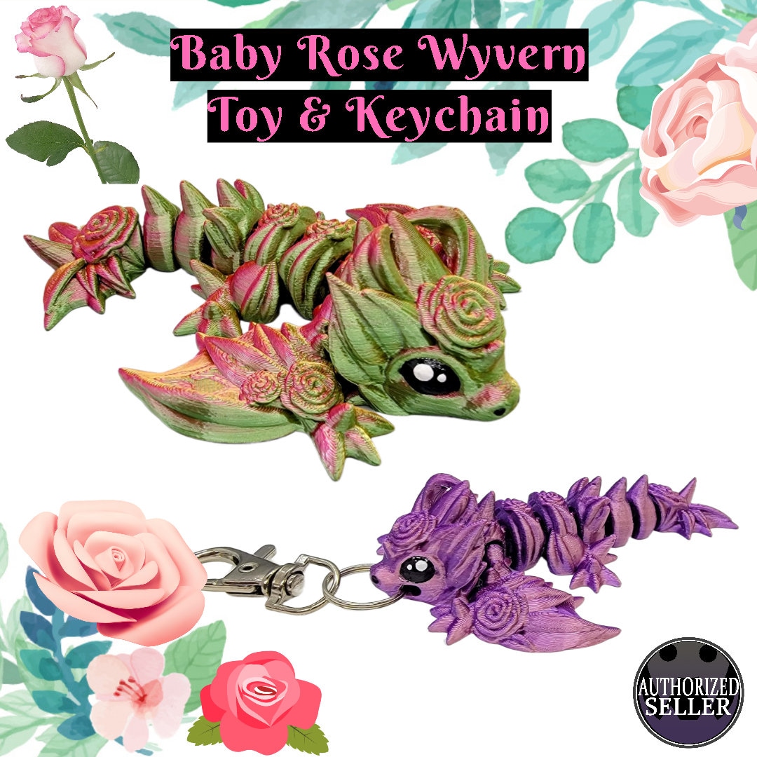 Baby Rose Wyvern Toy and Keychain Drake Articulated Fun Sensory Fidget ...