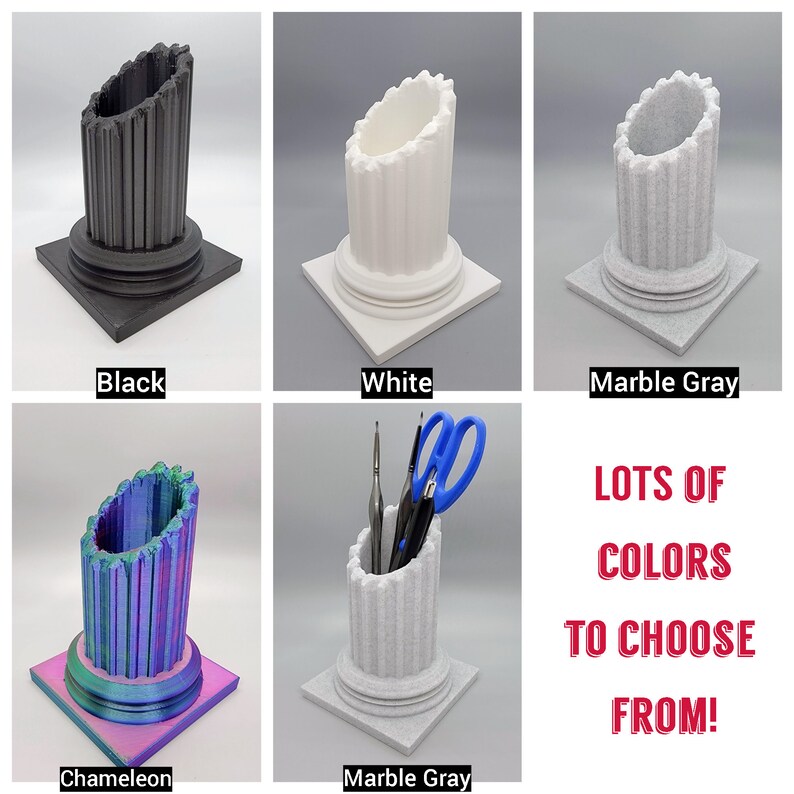 3D Printed Pillar Ruins Pen Holder: Desk Organizer, Planter - Etsy