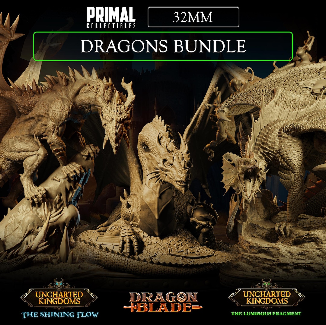 Dragons Bundle by PRIMAL Collectibles | 3 Poses | Dnd | Tabletop ...