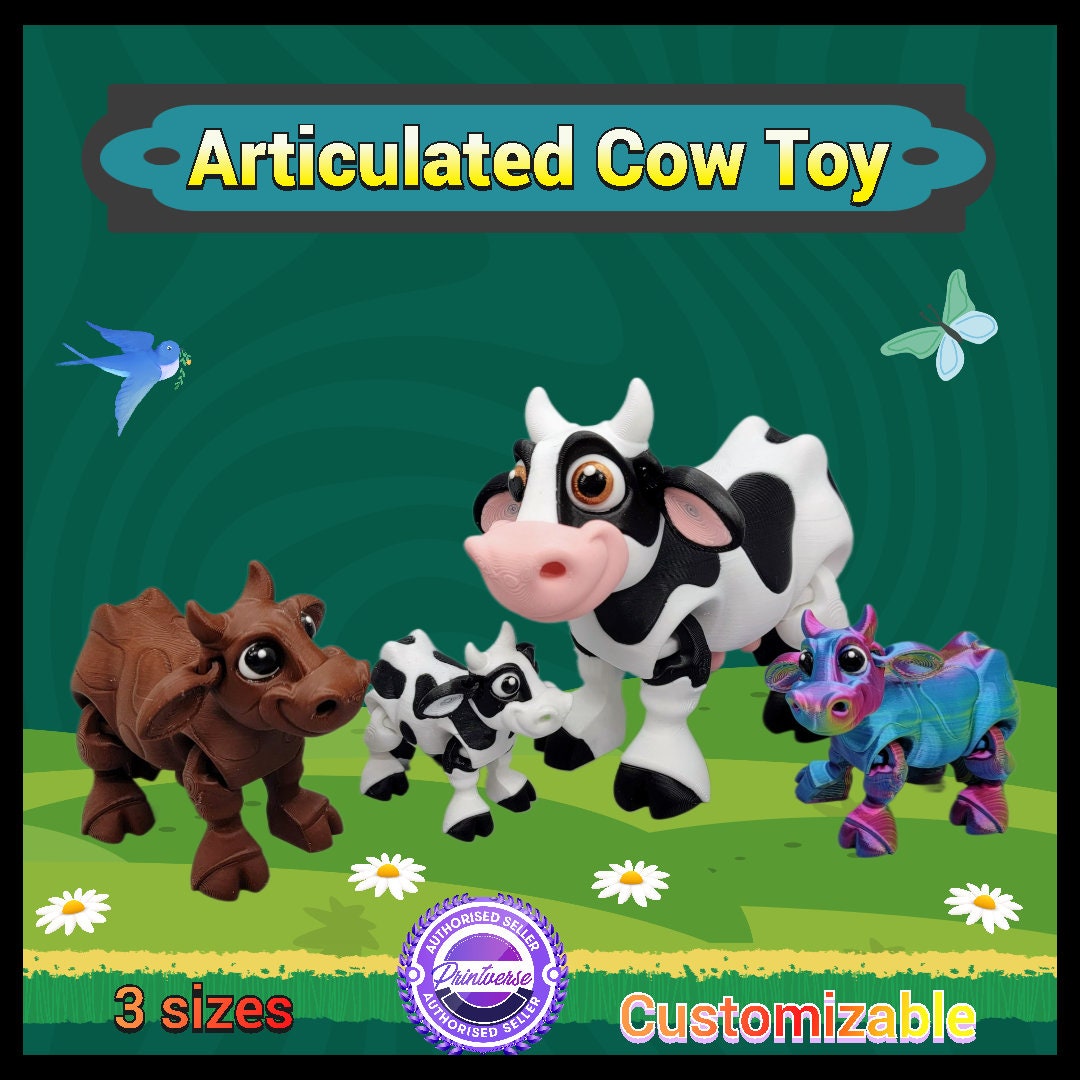 Articulated Cow Toy, Bovine, Holstein, Farm, Fun, Fidget, Colorful ...