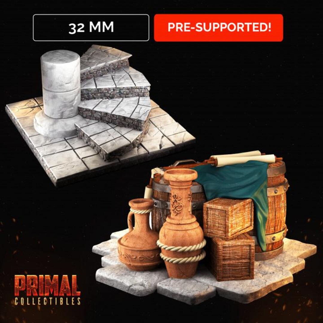 Stairs and Barricade/supplies Props by PRIMAL Collectibles | 32mm | Dnd ...