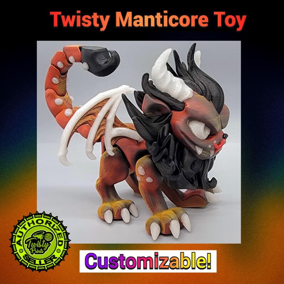 Twisty Manticore Toy | Custom Colors | Multicolor | Articulated ...