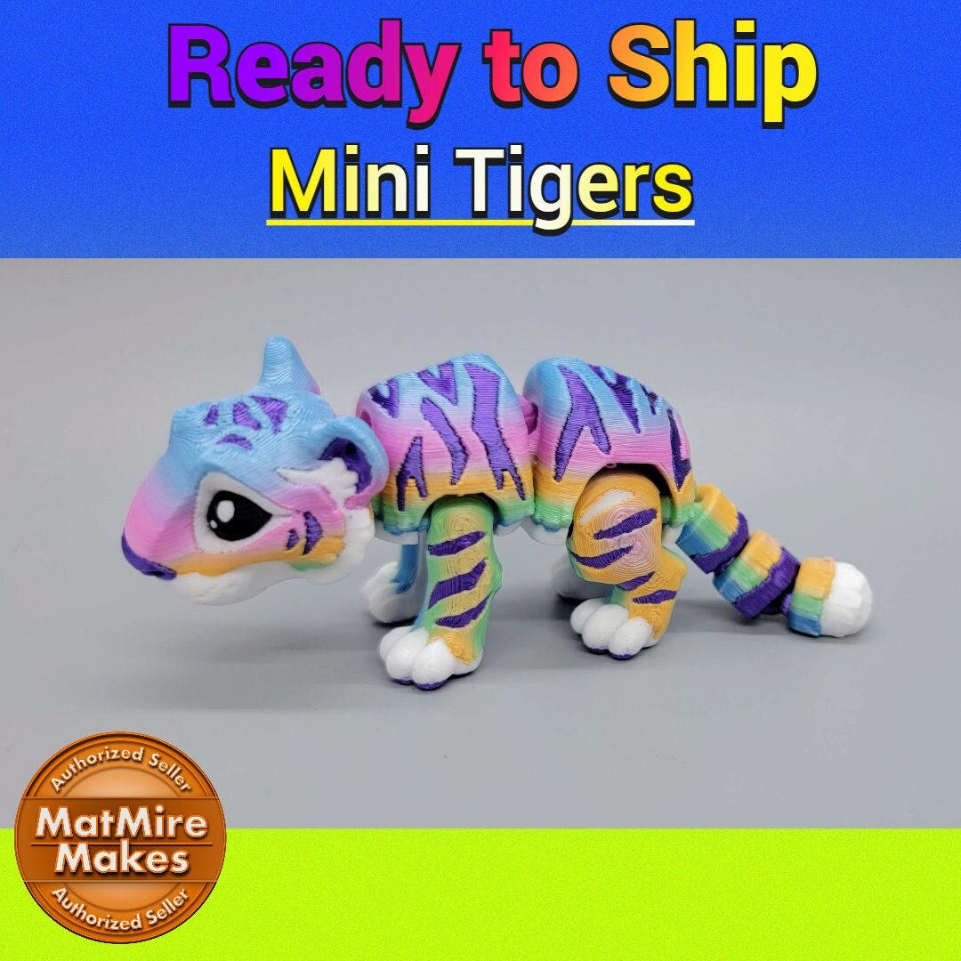Ready to Ship Articulated Mini Tiger Toy or Keychain 3D Printed Sensory ...
