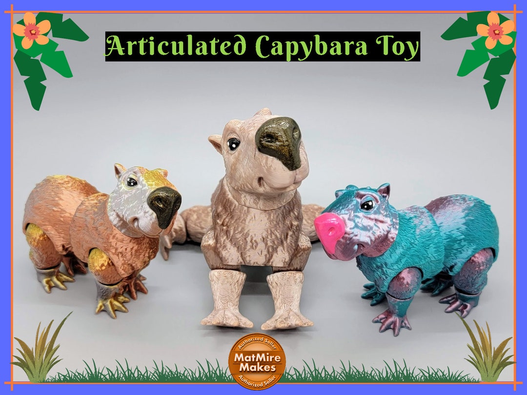 3D Printed Articulated Capybara Toy – Custom Colors Flexible Fidget ...