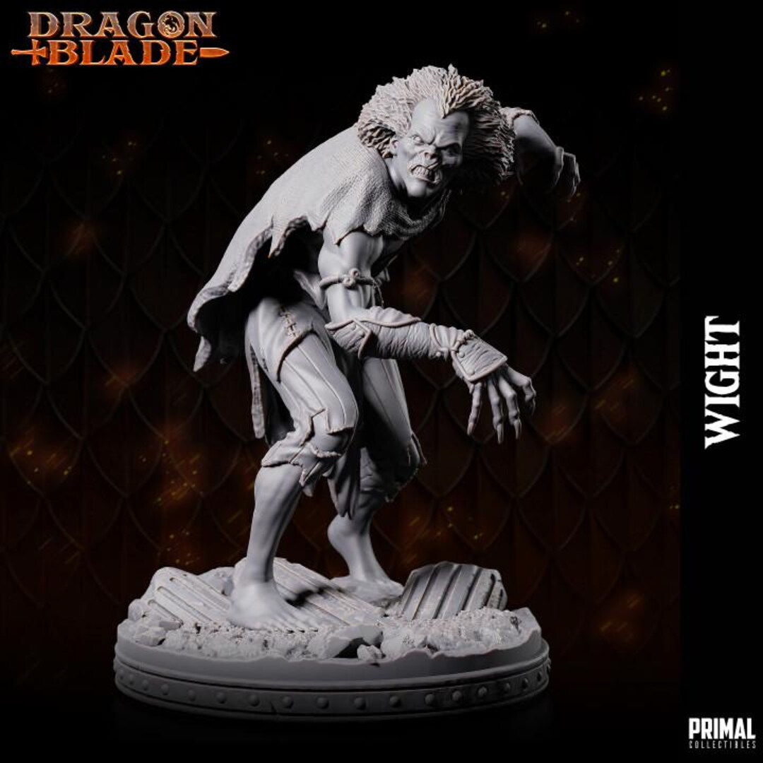 Resin Wight Miniature: PRIMAL Collectibles, Dnd RPG Figure (32mm/75mm ...