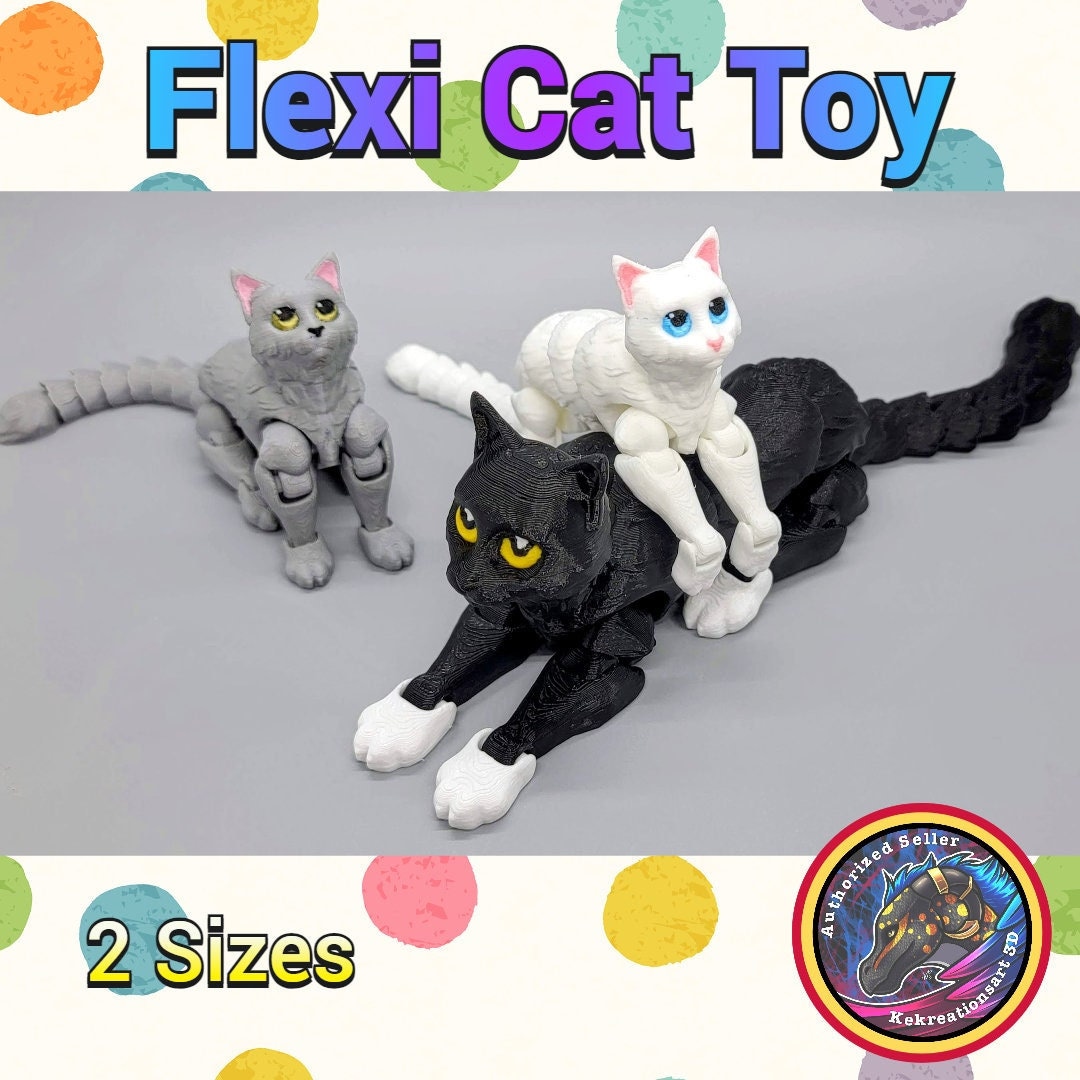 3D Printed Flexi Cat Toy | Sensory Play | Available in 2 Sizes | Custom ...