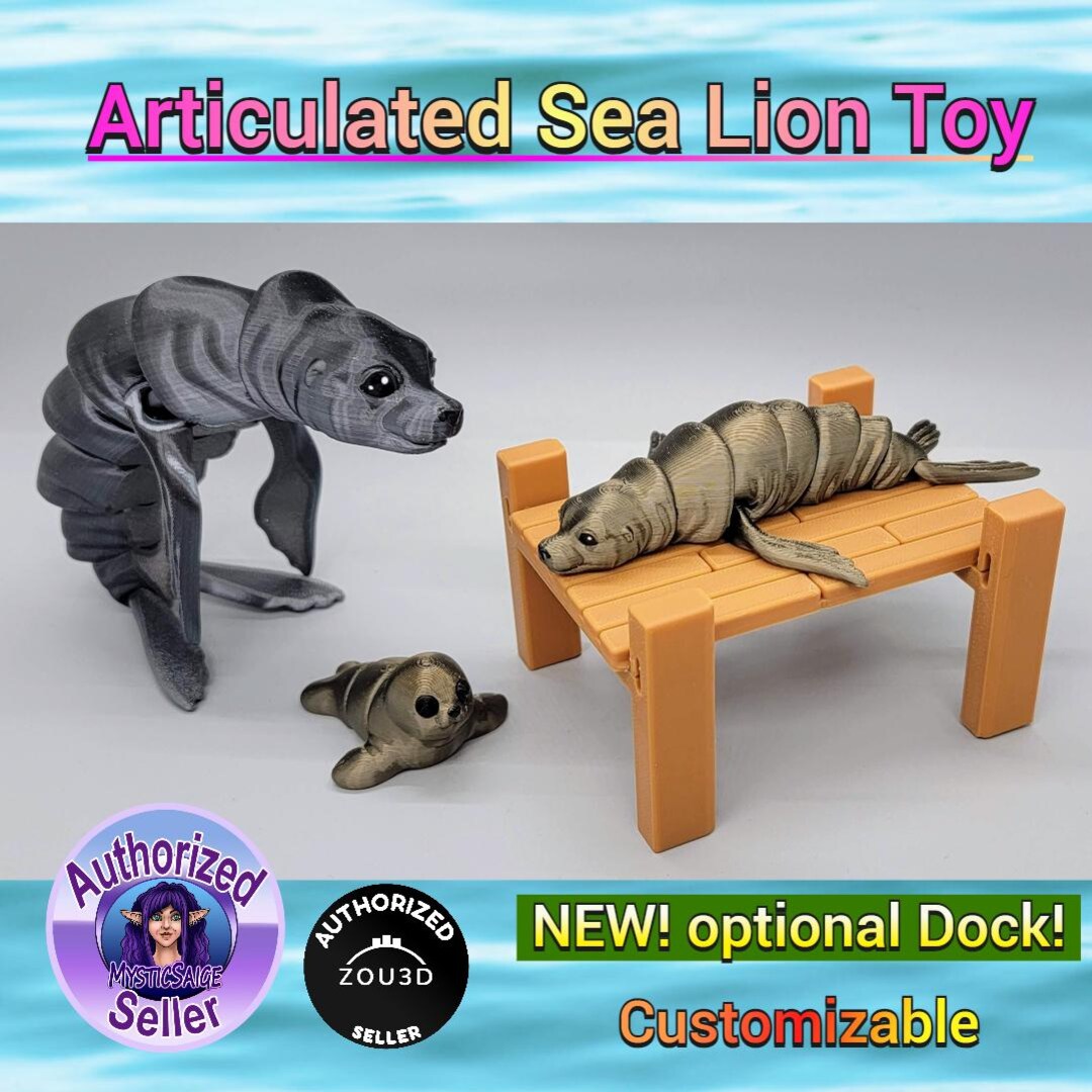 Flexi Sea Lion Toy | Sensory | Articulated | Mini | With Optional Dock ...