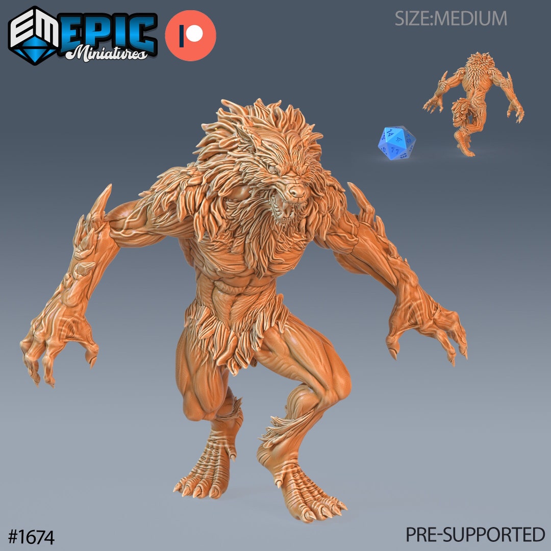 Werewolf Brute Hyperfine Resin Epic Miniatures TTRPG Dnd Mini D&D ...