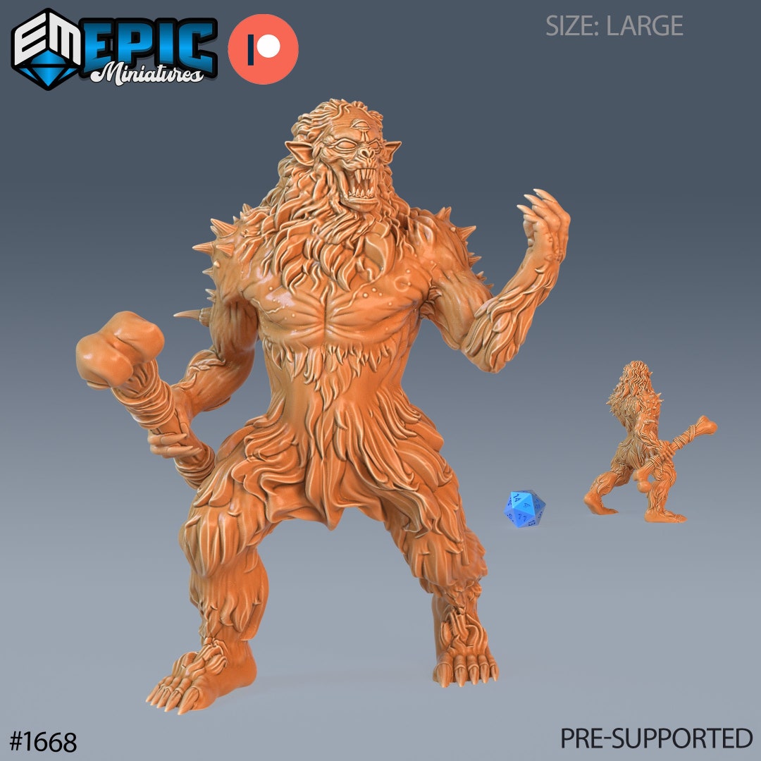 Burrowing Troll Hyperfine Resin Epic Miniatures TTRPG Dnd Mini D&D ...