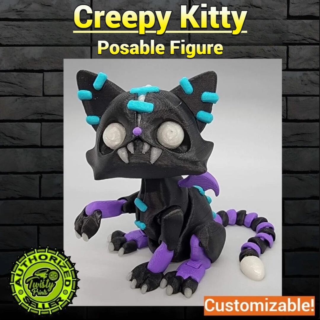 Twisty Creepy Kitty Posable Figure | Custom Colors | Multicolor ...