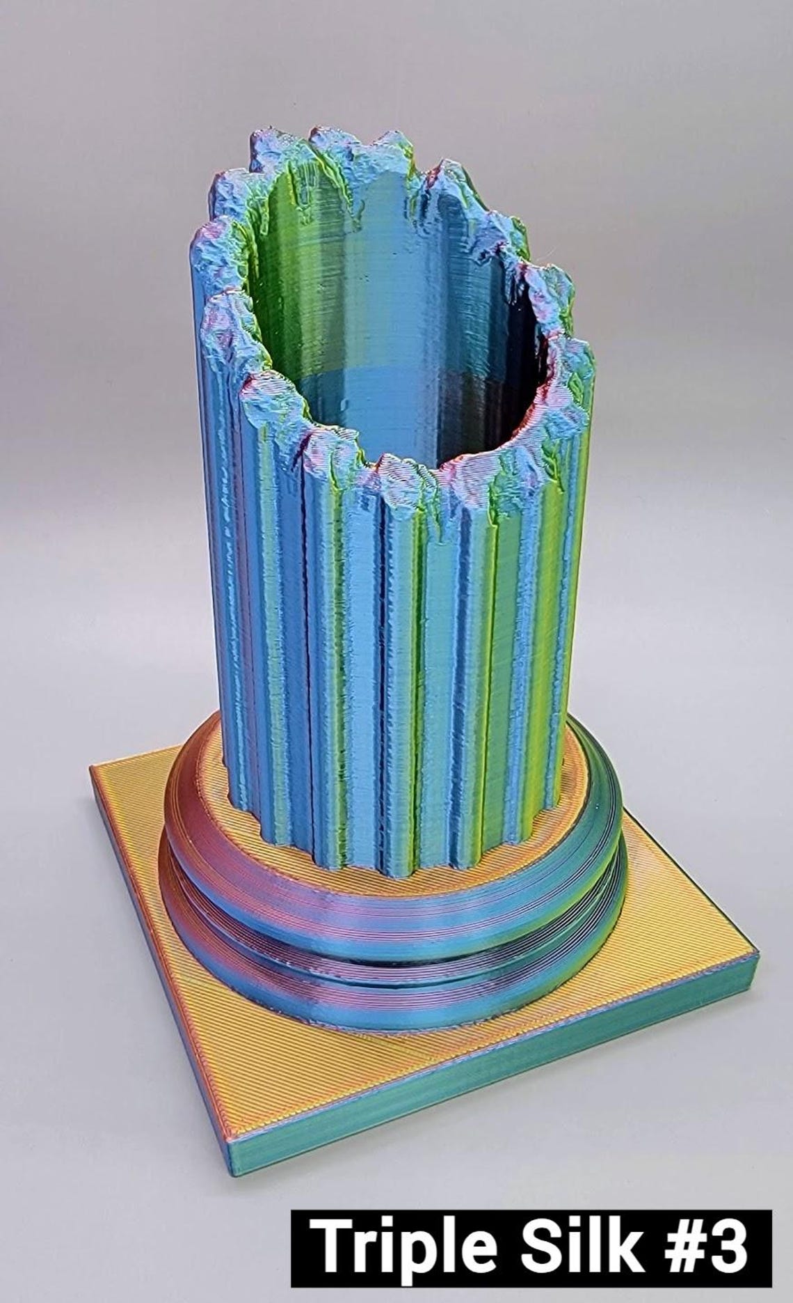 3D Printed Pillar Ruins Pen Holder: Desk Organizer, Planter - Etsy
