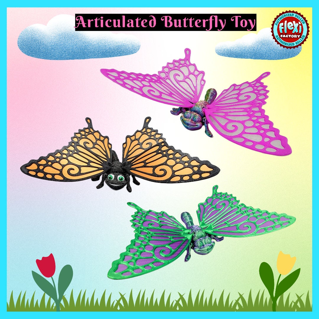 Articulated Butterfly Toy Sensory Fidget Flexi Bug Beautiful Cute - Etsy