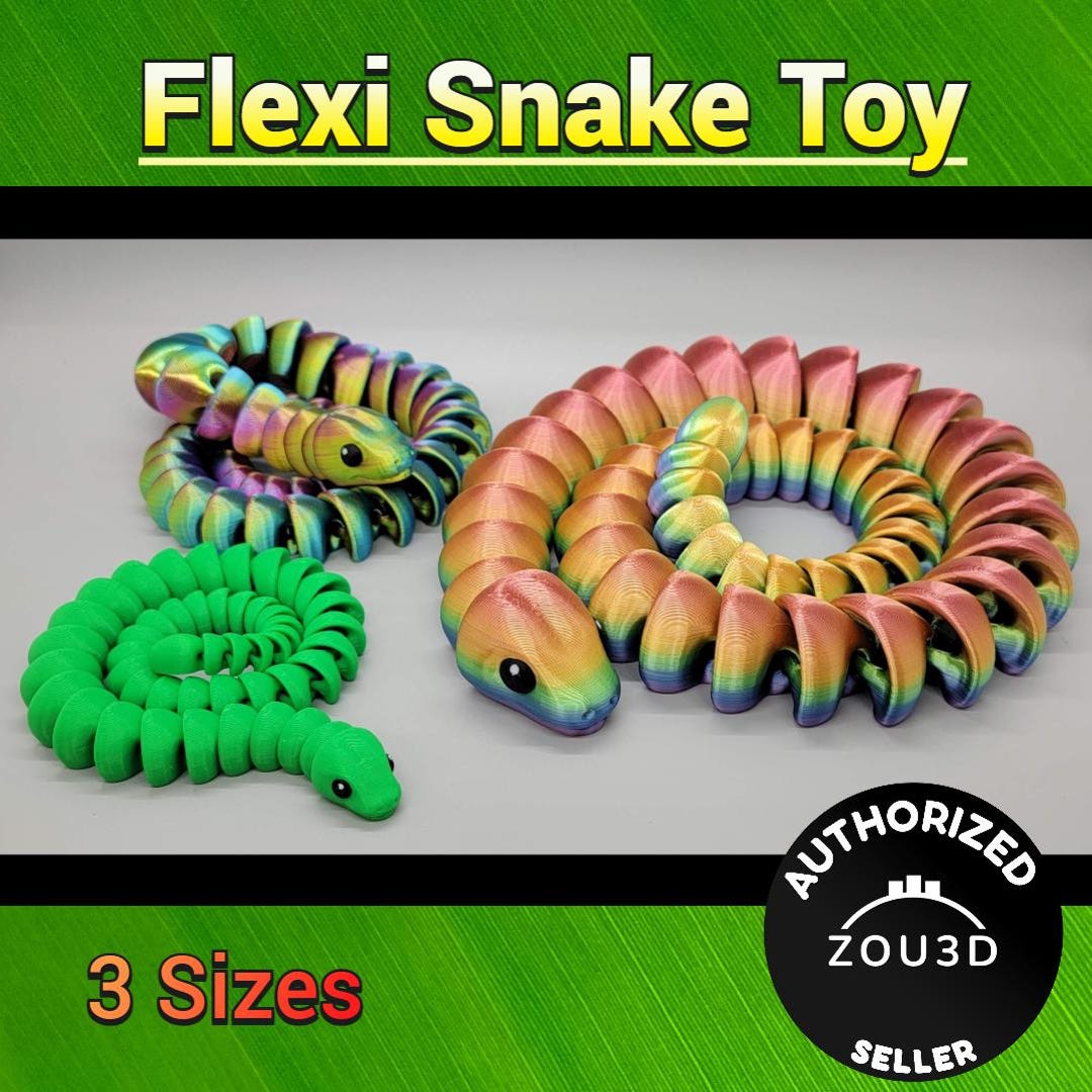 Flexi Snake Toy | Custom Colors | Zou3d | Cute | Sensory | Fidget ...