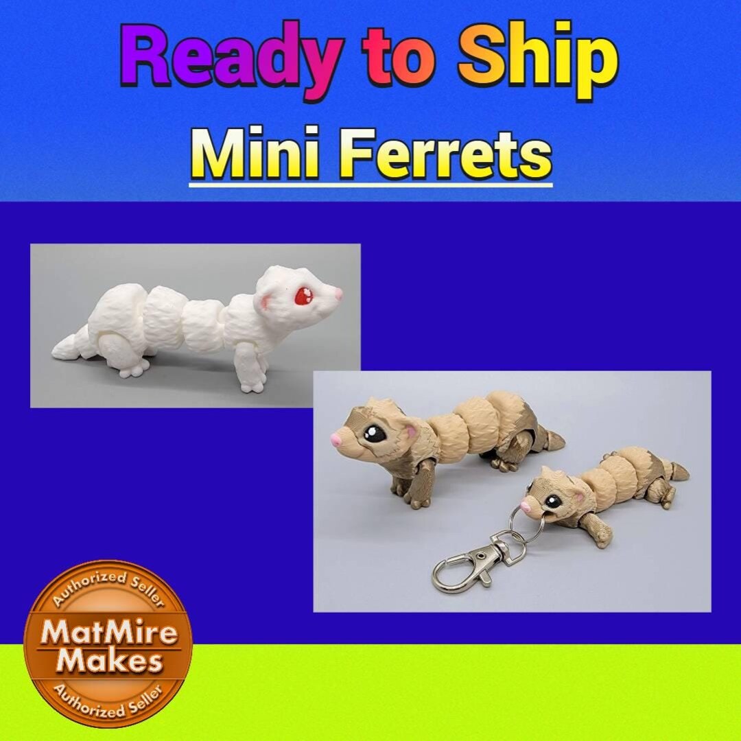 Ready to Ship Articulated Mini Ferret Toy or Keychain 3D Printed ...