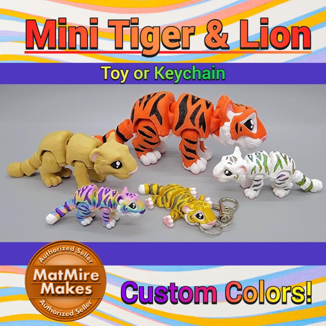 Articulated Baby Tiger & Lion Toy | 3D Printed | Mini | Fidget | Flexi ...