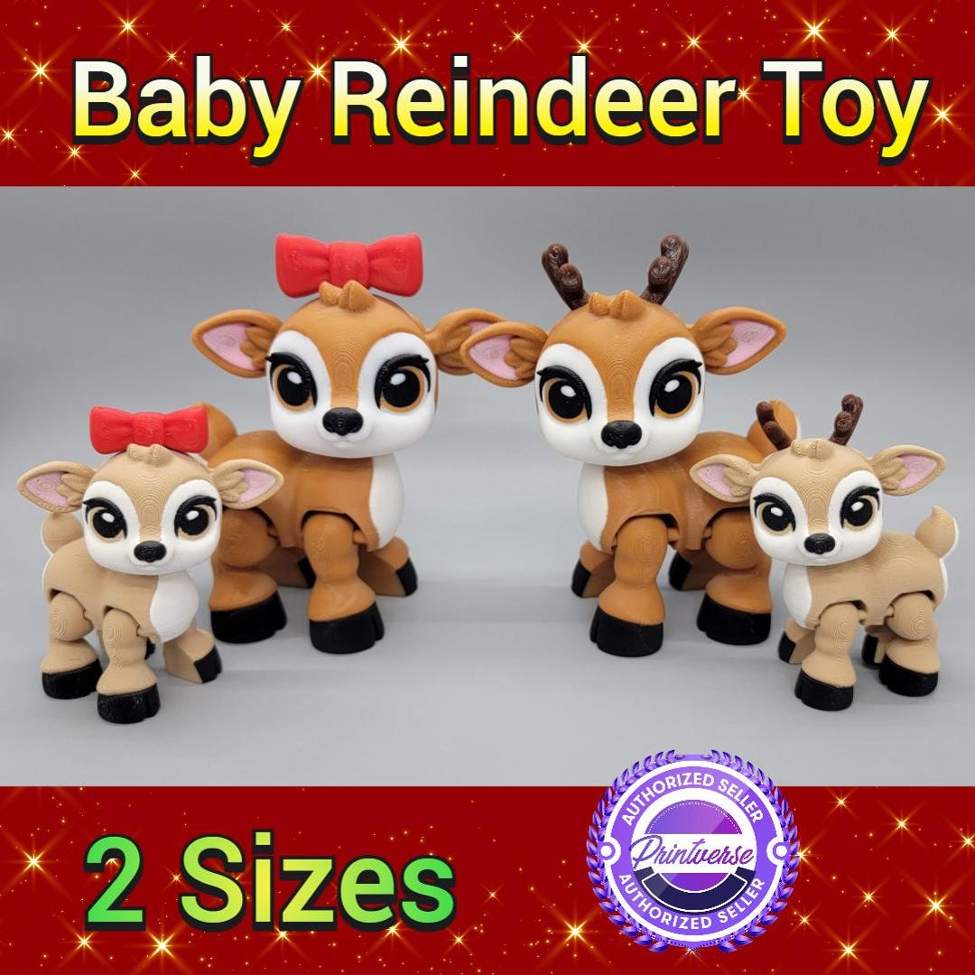 Baby Reindeer Toy Articulated 3D Printed Holiday Christmas Fidget - Etsy