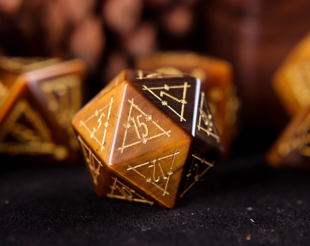 Engraved DND Dice Set Handmade Carving Gemstone for Dungeons - Etsy UK